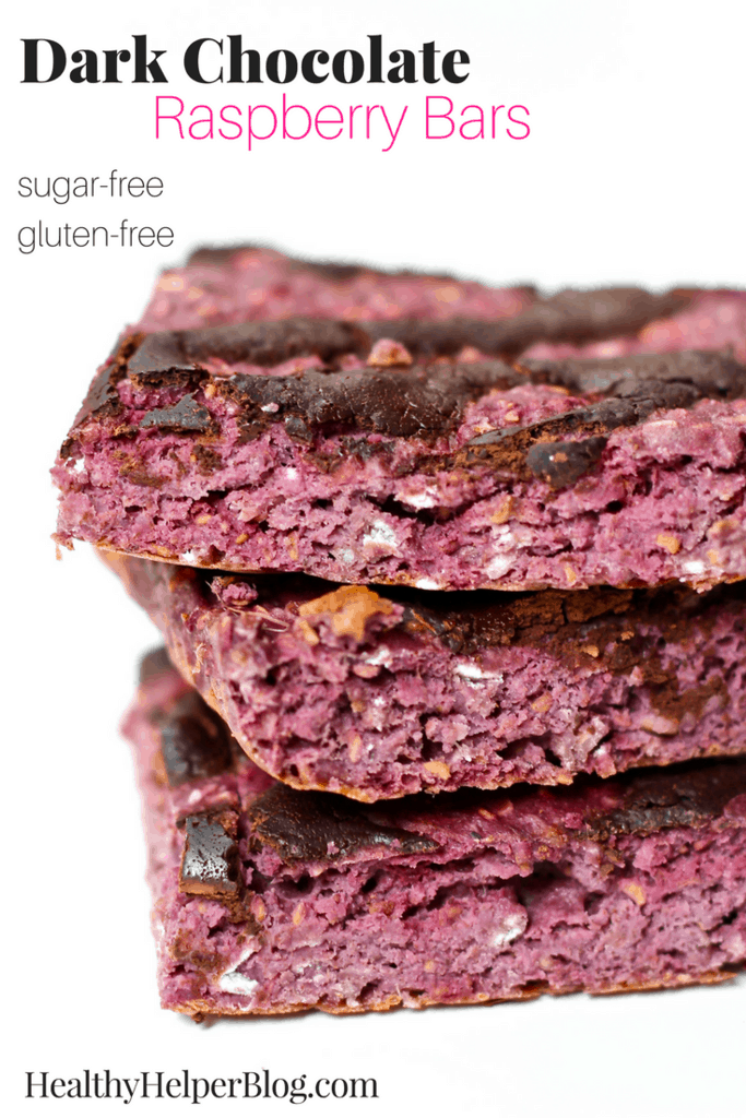 Sugar-Free Dark Chocolate Raspberry Bars [gluten-free] • Healthy Helper